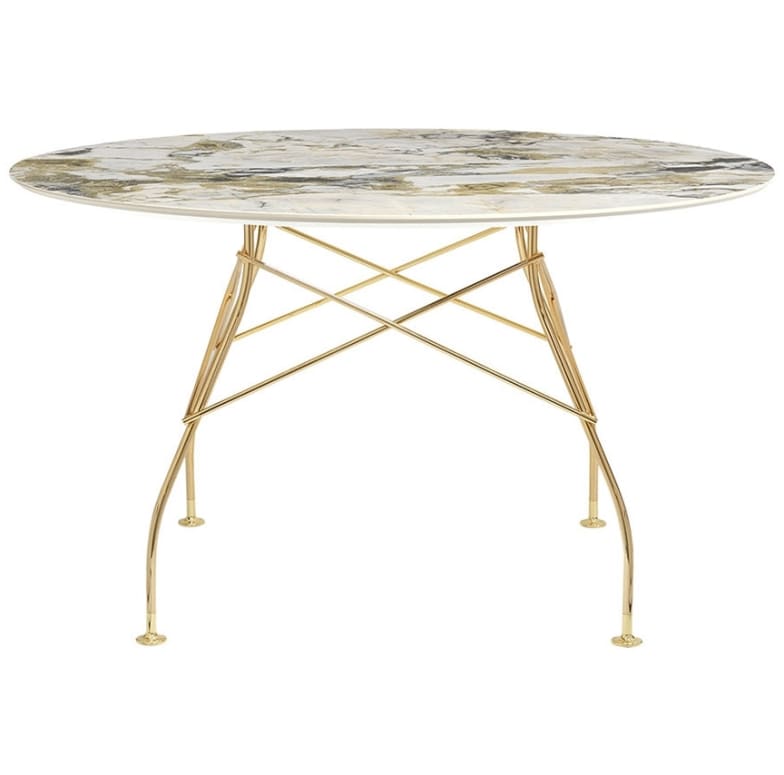 Glossy Marble Gold (Ø 128cm) Table by Kartell