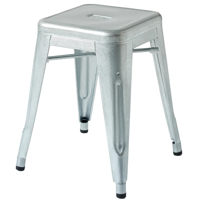 Tolix Stool H in Raw Steel